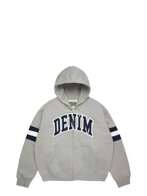 DENIM TEARS Logo-appliqué Zip-up Hoodie - Grey