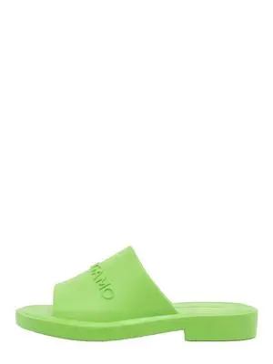 FERRAGAMO Giuneva Embossed Logo Slide Sandals - Green