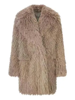 Tagliatore Curly Texture Wide Collar Coat - Neutrals