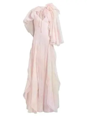 Alberta Ferretti Floral-lace Maxi Dress - Pink