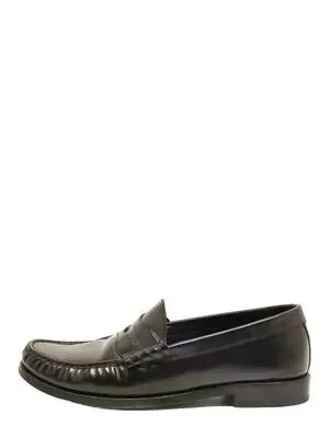 Celine Leather Penny Strap Loafers - Black