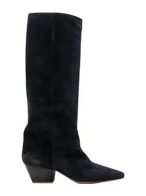 FORTE_FORTE Pointed-toe Suede Knee-high Boots - Blue
