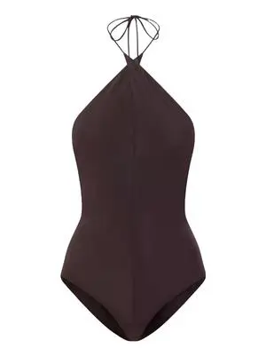Alex Perry Cross-tie Halterneck Bodysuit - Brown