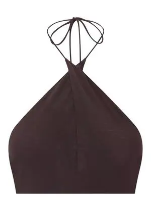 Alex Perry Cross-tie Halterneck Bodysuit - Brown