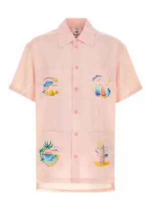 Casablanca Phantasmagoria Embroidered Short Sleeve Shirt - Pink