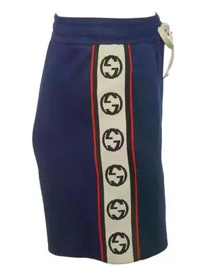 Gucci Logo Stripe Jersey Shorts - Blue