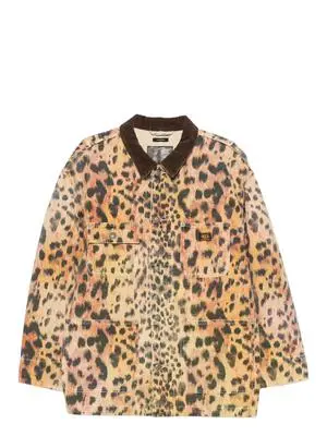 R13 Leopard-print Corduroy-collar Jacket