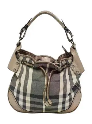BURBERRY Check-print Drawstring Shoulder Bag