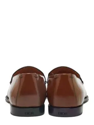 Dior Leather Loafers With Oblique Print - Brown