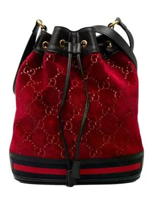 GUCCI 2000-2015 Gg Velvet Web Bucket Bag