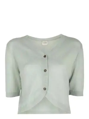 Le Kasha Cropped Short-sleeve Cardigan - Green
