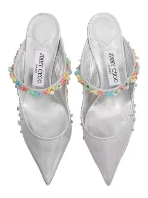 JIMMY CHOO Jimmy Choo 65mm Bing Daisy-Embellished Mesh Mules