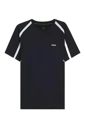 BOSS Slim Fit Crewneck T-shirt With Logo Print - Blue