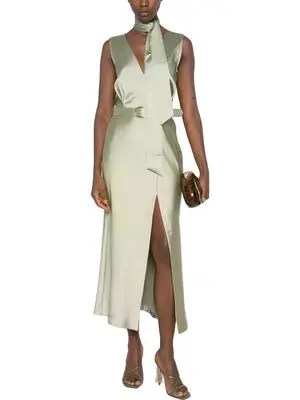 Imperial IMPERIAL Belted Pussy-Bow Dress Green
