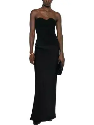 JIL SANDER Ribbed Knit Strapless Sweetheart Top - Black
