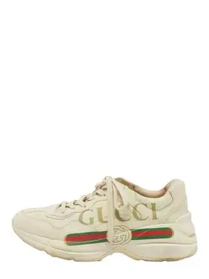 Gucci Gucci Rhyton Logo Leather Low-Top Sneakers Neutrals