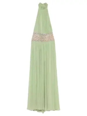 Retrofete Kreeli Crystal-embellished Halterneck Maxi Dress - Green