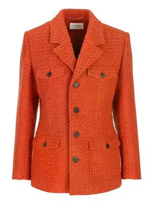 Saint Laurent Single-breasted Tweed Jacket - Orange