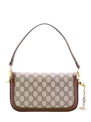 Gucci Horsebit 1955 Shoulder Bag In Gg Coated Canvas - Brown