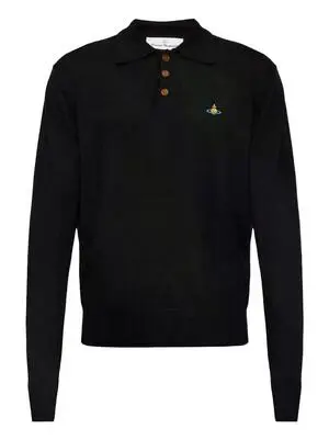 VIVIENNE WESTWOOD Mark Orb-logo Embroidered Polo Shirt - Black