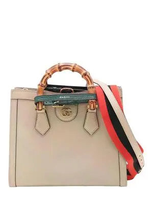 Gucci 2016-2026 Medium Calfskin Bamboo Diana Satchel - Neutrals