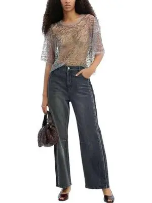 Munthe Faded Panelled Jeans - Grey