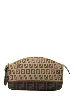 Fendi 2000-2010 Zucca And Zucchino Coated Canvas Cosmetic Pouch - Neutrals