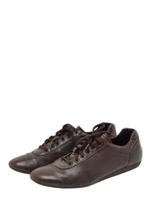 Prada Lace-up Leather Sneakers - Brown