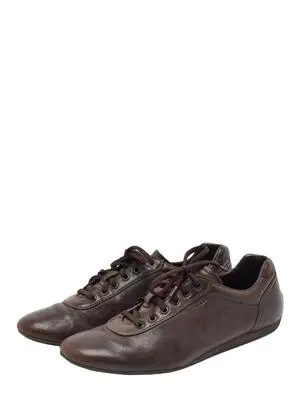 Prada Lace-up Leather Sneakers - Brown