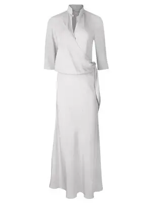 PETER COHEN Wrap-style Stand-collar Maxi-dress - Grey