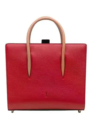 CHRISTIAN LOUBOUTIN 2016-2026 Medium Bicolor Grained Calfskin Paloma Spike Tote Satchel - Red