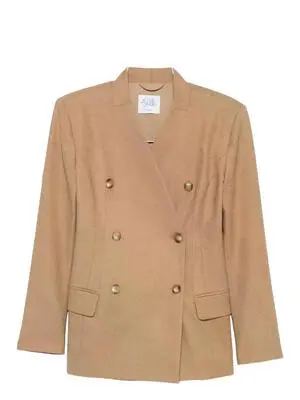 LE SULLY STUDIO Double-breasted Padded Shoulder Blazer - Neutrals