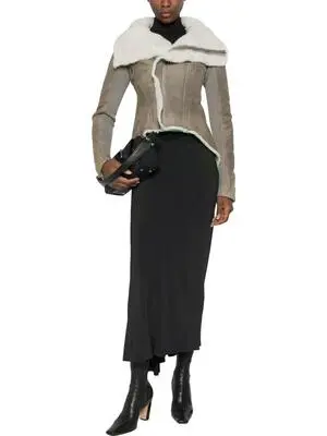 Rick Owens Rick Owens Shearling Lined Asymmetric Jacket Grey