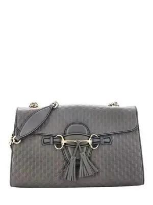 Gucci Gucci Microssima Leather Medium Shoulder Bag Grey