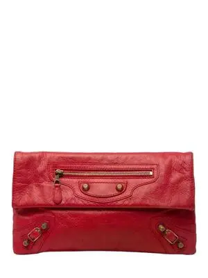 Balenciaga 2012 Lambskin Motocross Giant 12 Envelope Clutch Bag - Red