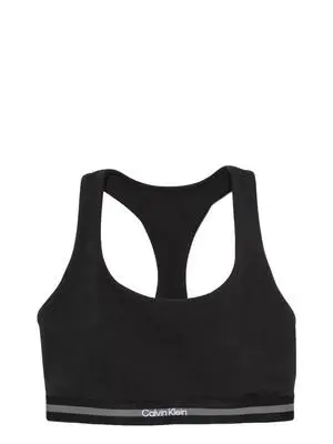 Calvin Klein Logo-tape Racerback Sports Bra - Black