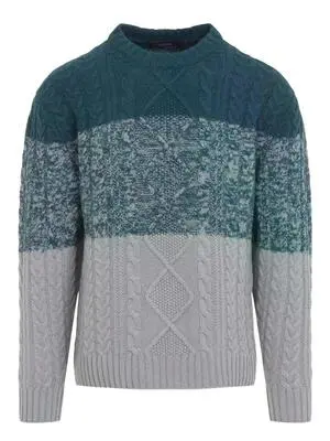Kiton Cable-knit Color-block Sweater - Blue