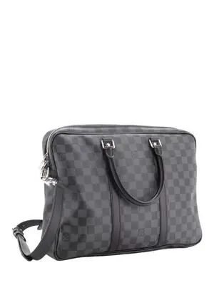 LOUIS VUITTON Porte-documents Voyage Briefcase Damier Graphite Pm Business Bag - Black