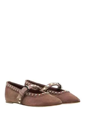STUART WEITZMAN Stuart Weitzman Perry Stud-Embellished Ballet Flats Brown