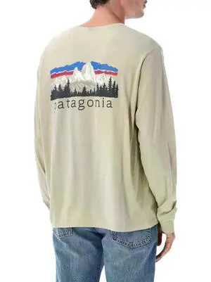 Patagonia Fitz Roy Foothills Logo-print Long-sleeve T-shirt - Neutrals