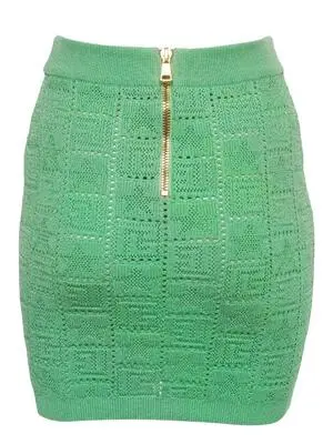 BALMAIN Balmain Monogram Pointelle-Knit Mini Skirt