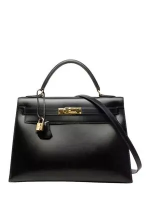 Hermès 1992 Box Calf Kelly Sellier 32 Satchel - Black