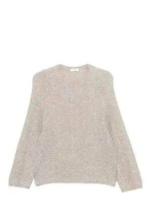 PANICALE Sequin-embellished Ribbed-knit Sweater - Neutrals