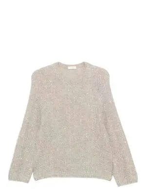 PANICALE Sequin-embellished Ribbed-knit Sweater - Neutrals