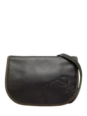 Loewe Leather Anagram Flap Crossbody Bag - Black