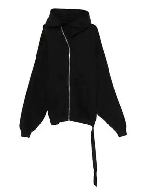 Rick Owens Asymmetric-zip Long-sleeve Hoodie Black