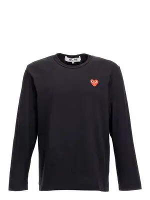 Play Comme Des Garcon Heart-patch Long-sleeve T-shirt - Black