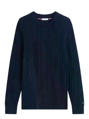 Tommy Hilfiger Basket-weave Crew Neck Sweater - Blue