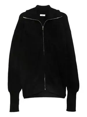 RIER Fisherman-rib Zip-fastening Cardigan - Black