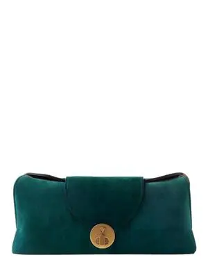 Versace Vivian Suede Clutch Green